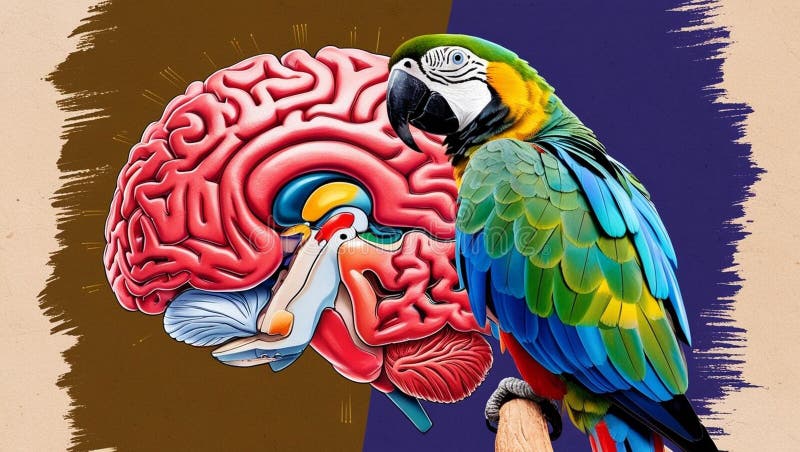 The Image Shows the Brain of a Macaw Stock Illustration - Illustration ...