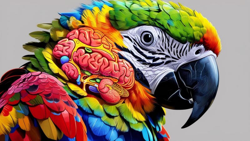 The Image Shows the Brain of a Macaw Stock Illustration - Illustration ...