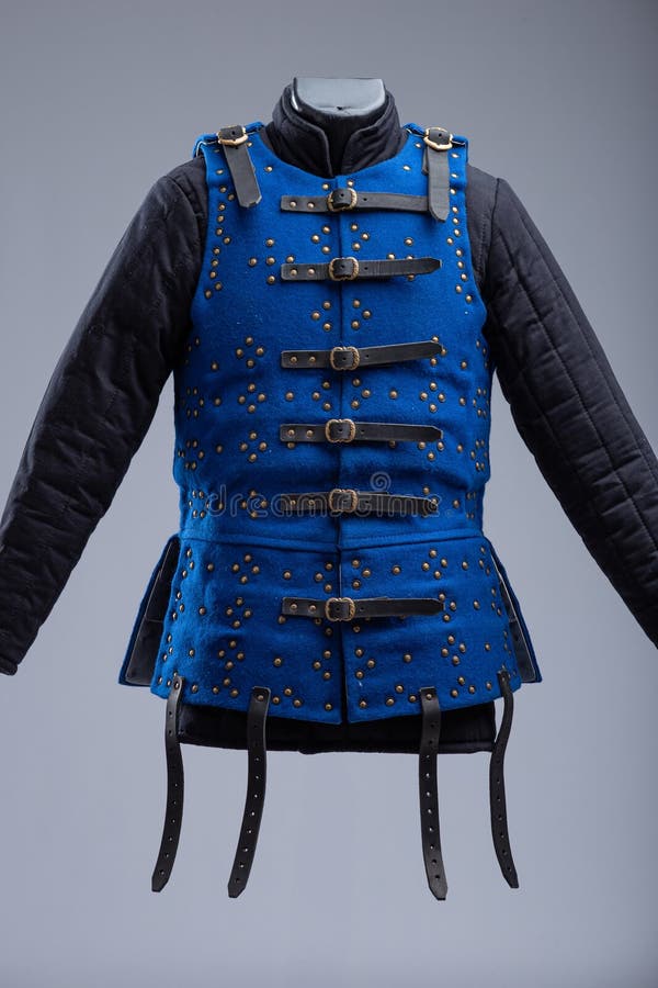 Bright Blue Brigandine Armor with Studs and Black Straps. Stock Photo - Image of closeup, detail ...