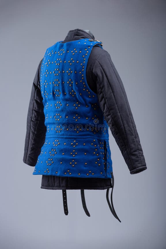Bright Blue Brigandine Armor with Studs and Black Straps. Stock Photo ...