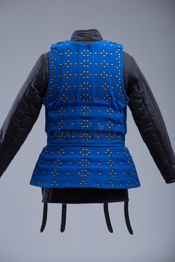 Bright Blue Brigandine Armor with Studs and Black Straps. Stock Photo - Image of apparel, metal ...