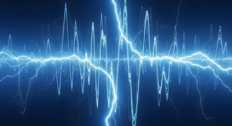 Blue Electrical Discharge and Waveforms, Ai Generated Stock ...
