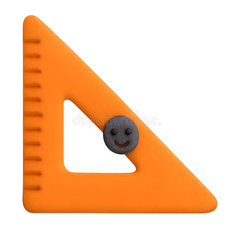 Orange Triangle Ruler with Smiley Face Detail Stock Illustration ...