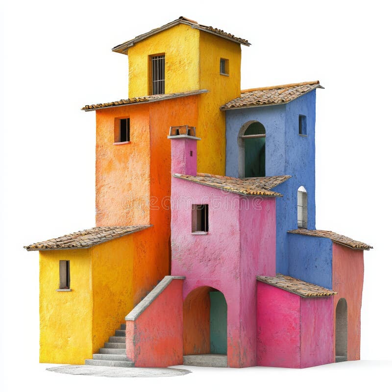 The Image Shows a Building with Multiple Colors and a Clock Tower, and ...