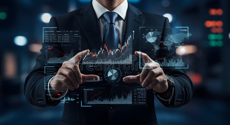 Financial Analyst Interacting with Digital Data Stock Illustration ...