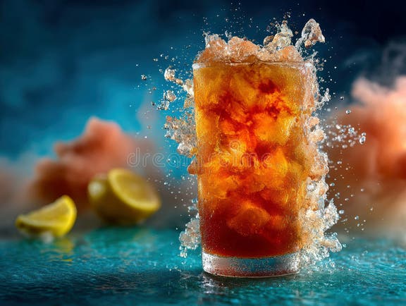 Image Shows a Carbonated Beverage Interacting with a Lemon, Creating a ...