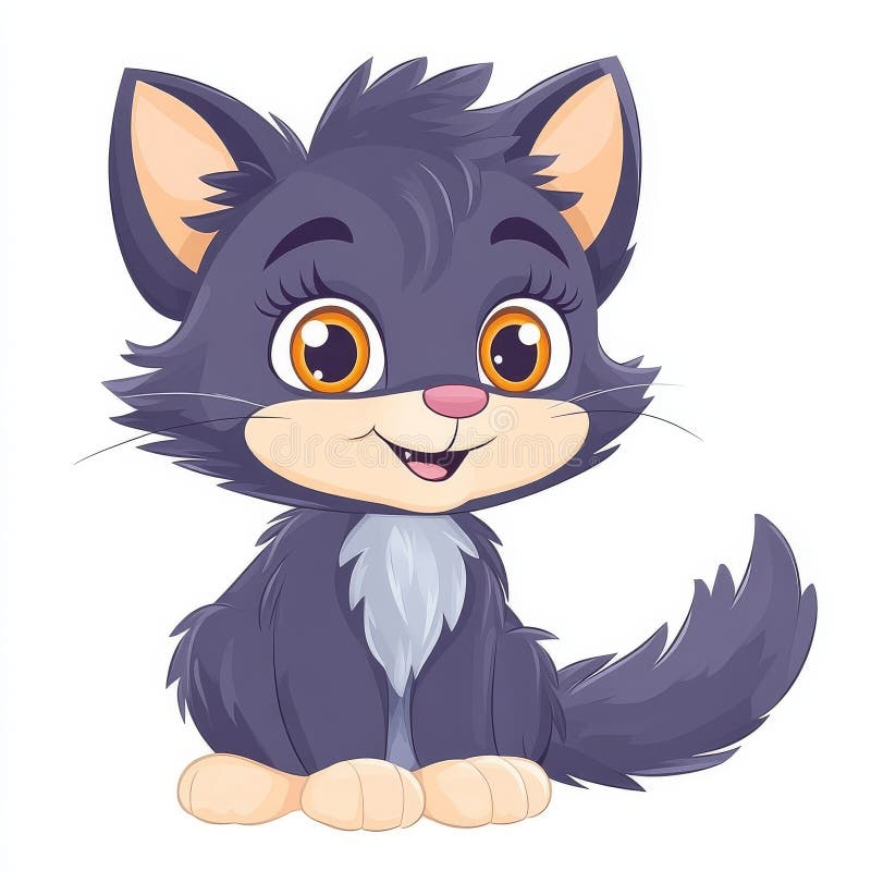 An Image Shows a Cartoon Cat, Sporting a Pink Collar, Sitting Down with ...