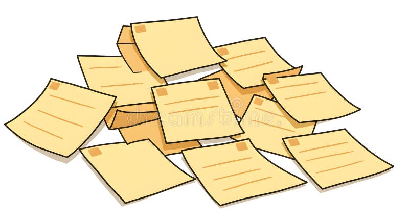 Pile of Cartoon Sticky Notes with Lines Stock Illustration ...