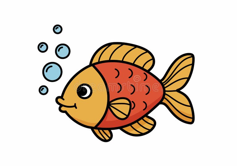 Fish with bubbles clipart stock vector. Illustration of character ...