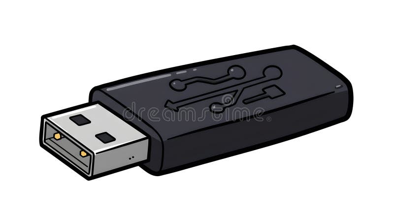 Usb Flash Drive Cartoon Illustration on White Stock Illustration ...