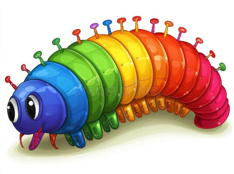 The Image Shows a Cartoon Worm with a Colorful Tail, and a Cartoon of a ...