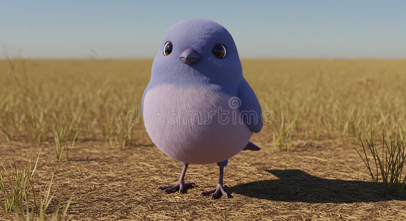 Adorable Bluebird Character Standing in a Field Rendered in Soft Light ...