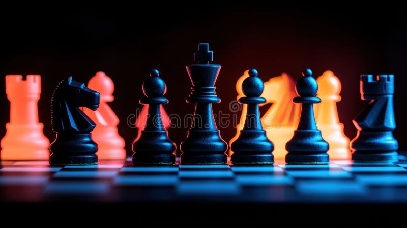 A Chessboard with Pieces in the Foreground and Background. Stock Photo ...