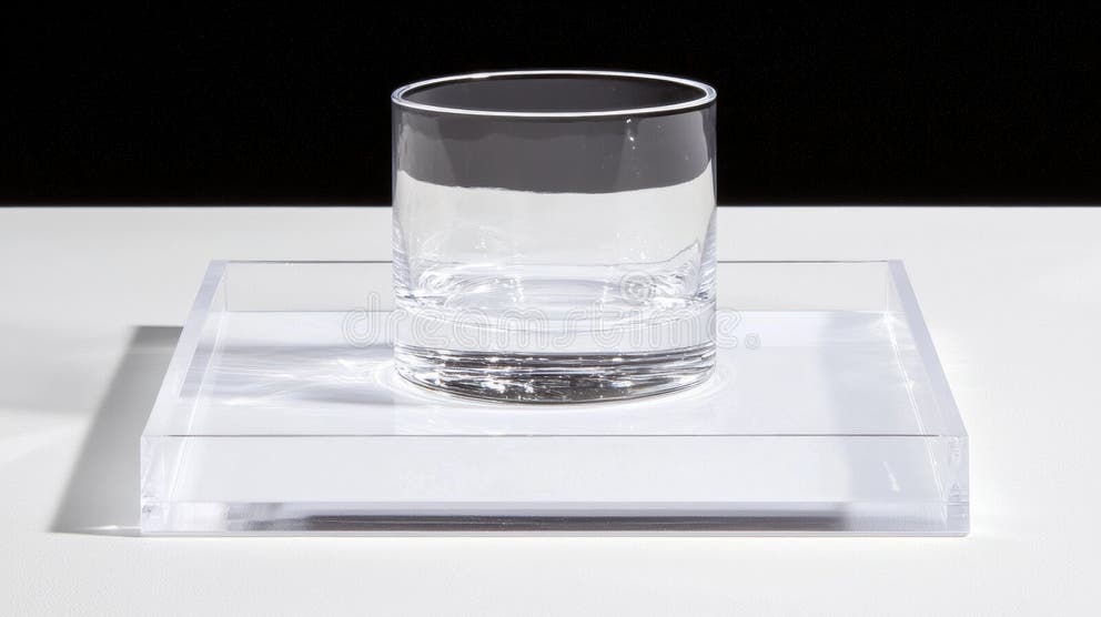 A Clear Glass Sits on a White Square Base. Stock Photo - Image of glass ...