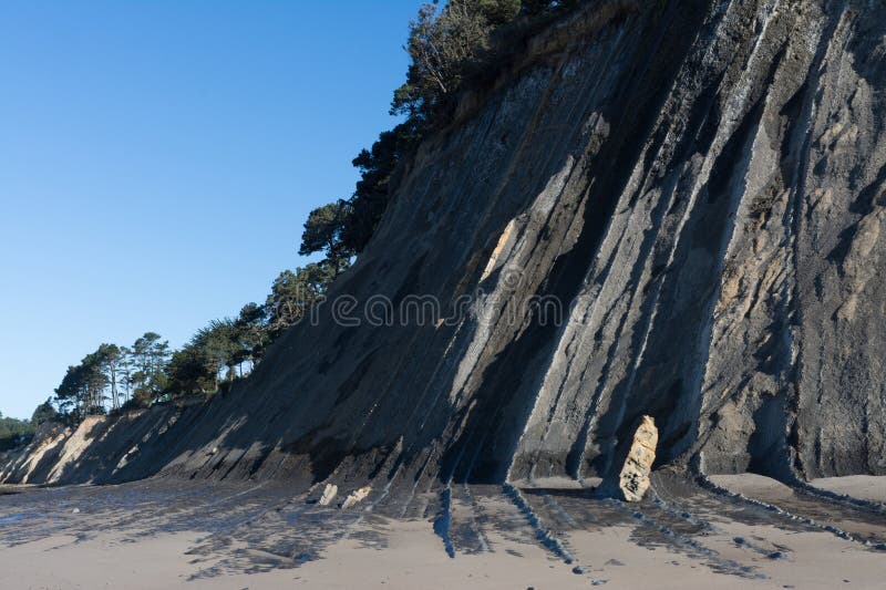 Eroded cliff face on beach stock photo. Image of coastal - 371257680