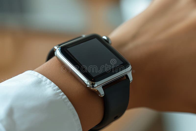 Close Up of a Silver Smartwatch Worn on a Persons Wrist Stock Image ...