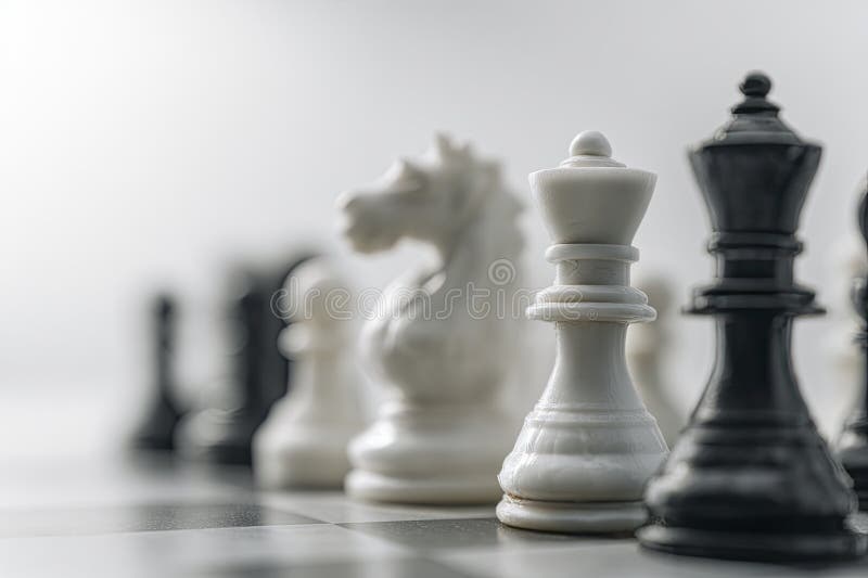 Chess Game Strategy: White Queen and Black Queen Stock Photo - Image of ...