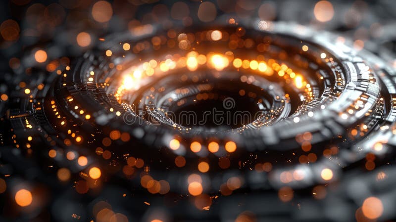 Close Up of a Glowing Computer Motherboard with Red and Orange Lights ...