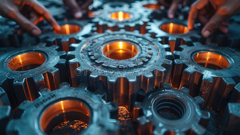 The Image Shows a Close-up of a Complex Machine with Many Gears and ...