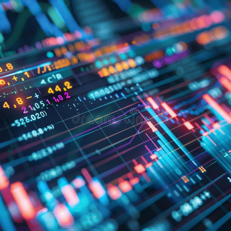 The Image Shows a Close-up of a Computer Screen with a Lot of Data and ... The Image Shows a Close-up of a Computer Screen with a Lot of Data and ...