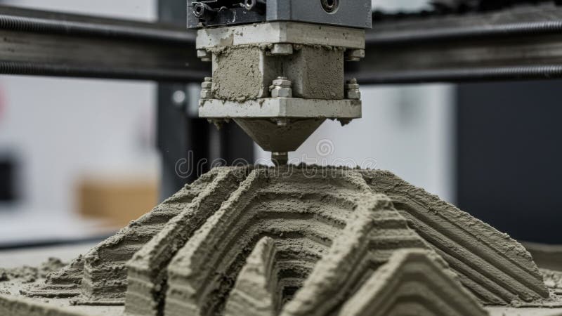 3D Concrete Printing in Action Stock Illustration - Illustration of ...