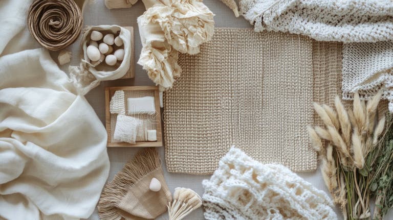 Handcrafted Woven Rugs and Handmade Textiles Arrangement Stock Photo ...