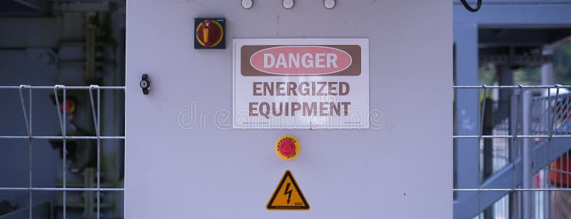 Energized Equipment Warning Sign Stock Image - Image of font, equipment ...