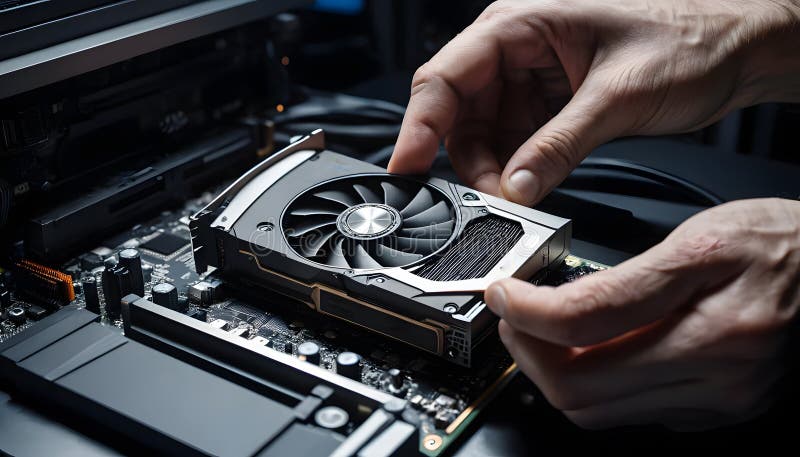Installing a Graphics Card stock photo. Image of gadget - 385313138