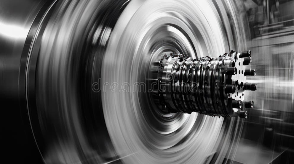 Metal Object Rotating in a Machine with Blurred Background Stock ...
