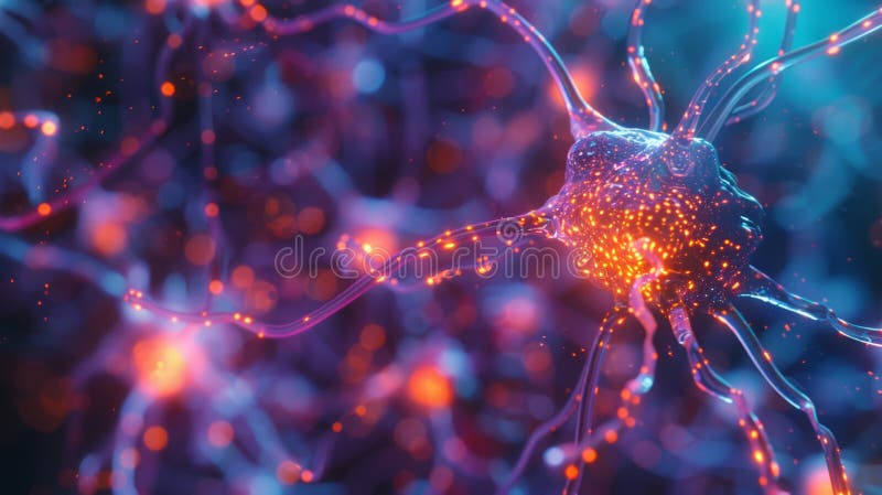 The Image Shows a Close-up of a Neuron, or Nerve Cell Stock ...