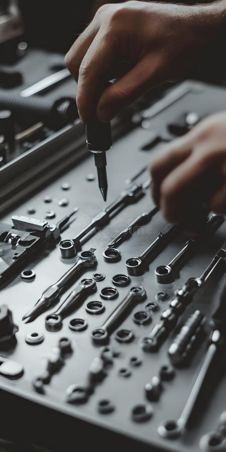 Hands Working on Mechanical Tools Stock Illustration - Illustration of ...