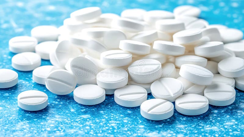 A Close Up of a Large Pile of White Medication Tablets Stock ...