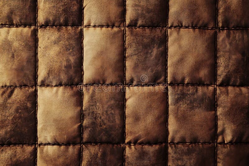 The Image Shows a Close-up of a Quilted, Diamond-patterned Brown ...