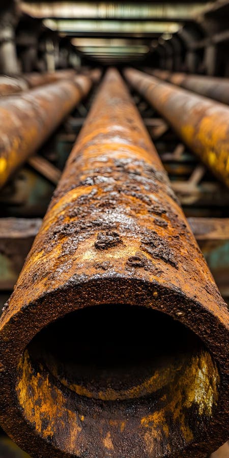 Rusted Pipe with Large Hole in Industrial Setting Stock Illustration ...
