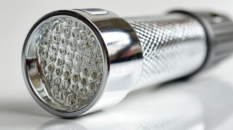 Chrome LED Flashlight Closeup Stock Illustration - Illustration of ...