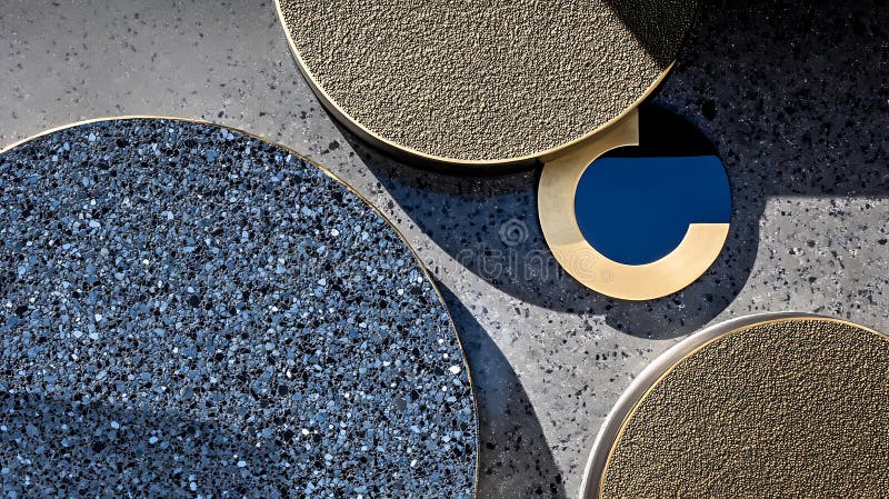 Abstract Circular Design with Textured Surfaces and Metallic Accents ...