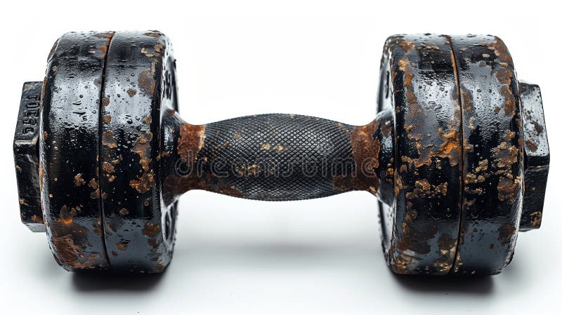 Rusty Black Cast Iron Dumbbell Isolated on White Background Stock Image ...