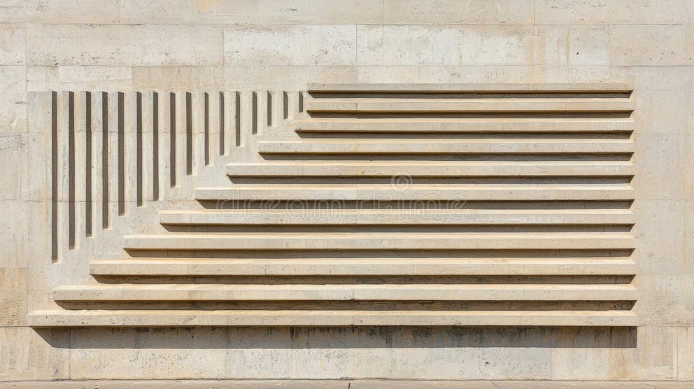 A Wall with a Series of Concrete Steps and a Geometric Pattern. Stock ...