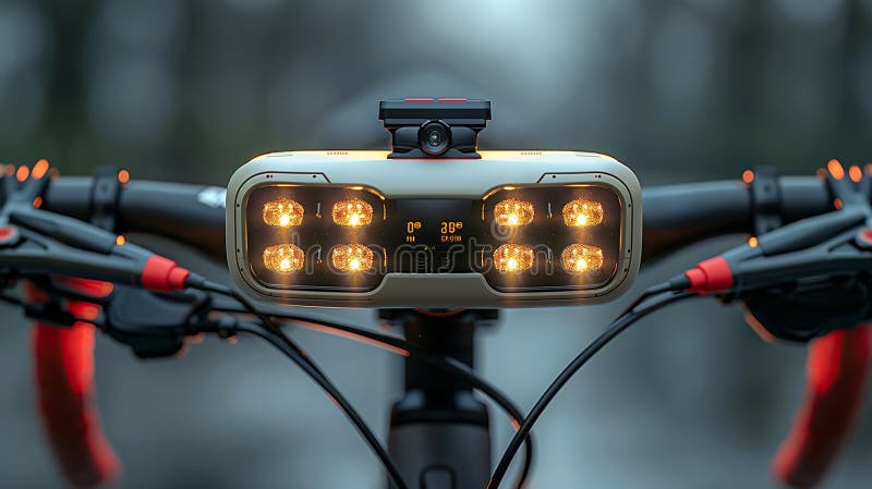 Close-Up View of a Bicycle S Front Light Displaying a Digital Display ...