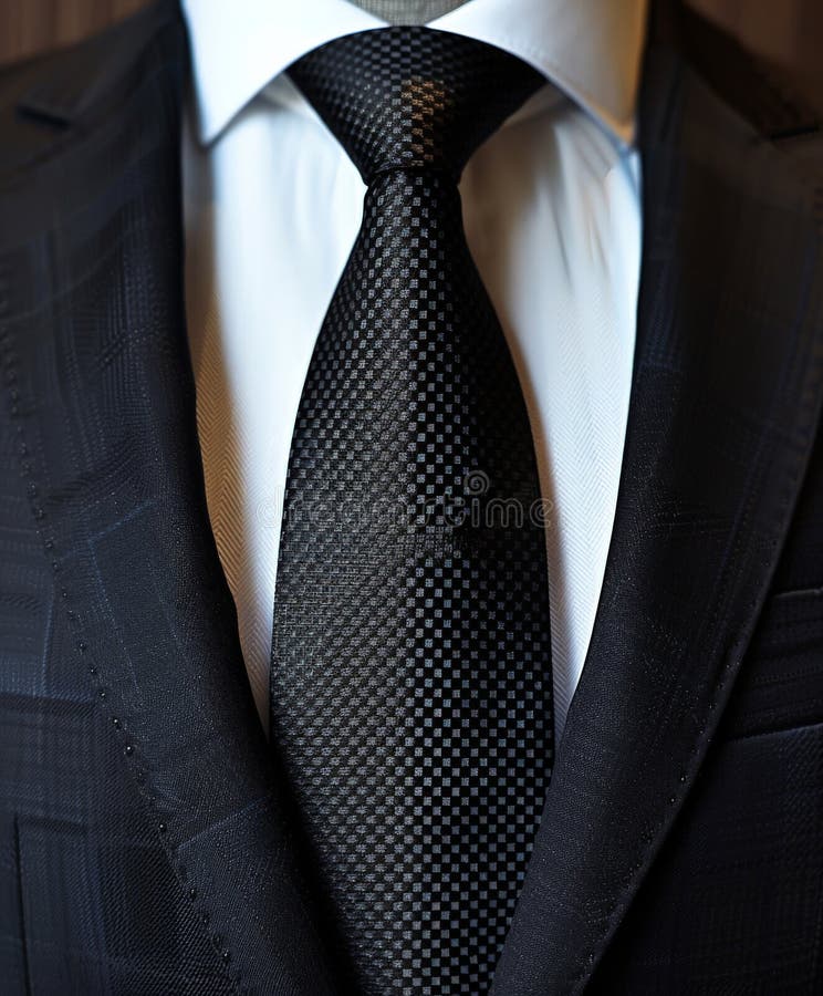 Close-Up of a Black Necktie and Suit Jacket Stock Illustration ...