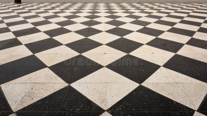 A Checkered Floor of Black and White Tiles. Stock Photo - Image of tile ...