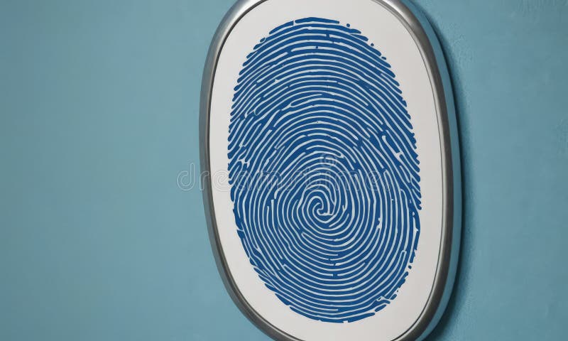 White Oval-shaped Object with Blue Fingerprint Pattern is Mounted on ...