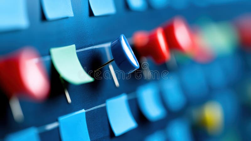 A Blue Sticky Note with a Blue Pushpin Stuck in it. Stock Image - Image ...