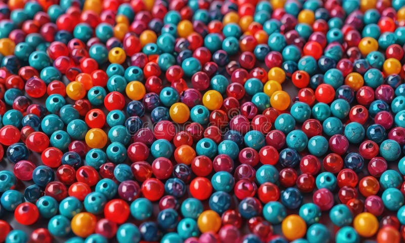 Close-up View Colorful Array Multicolored Beads, Including Red, Orange ...