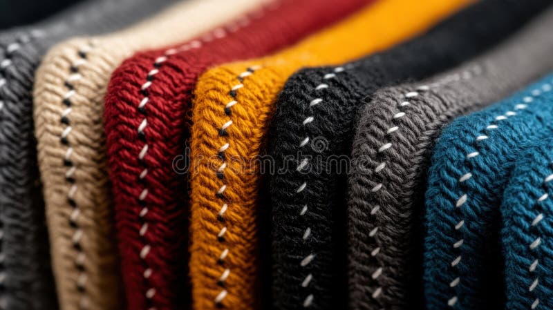 A Close-up Image of a Pile of Colorful, Knitted Fabric with White ...