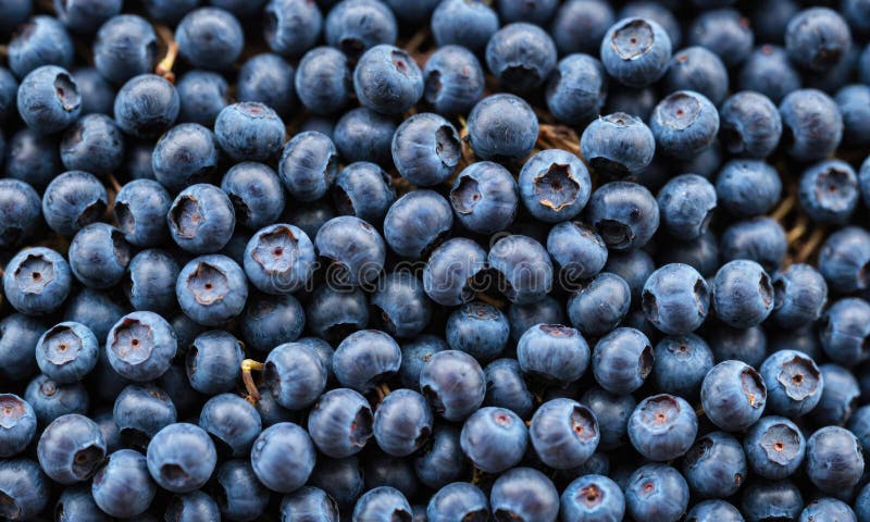 A Close-up View of Ripe Blueberries, Capturing the Deep Blue Color and ...
