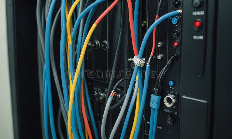 Complex Network Colorful Cables and Wires is Neatly Organized within ...