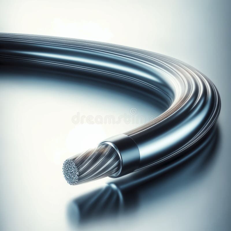 Close-up of Curved Metal Cable, Layers and Central Core Visible ...