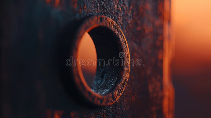 A Close-up View of a Rusted Metal Surface with a Circular Hole in the ...