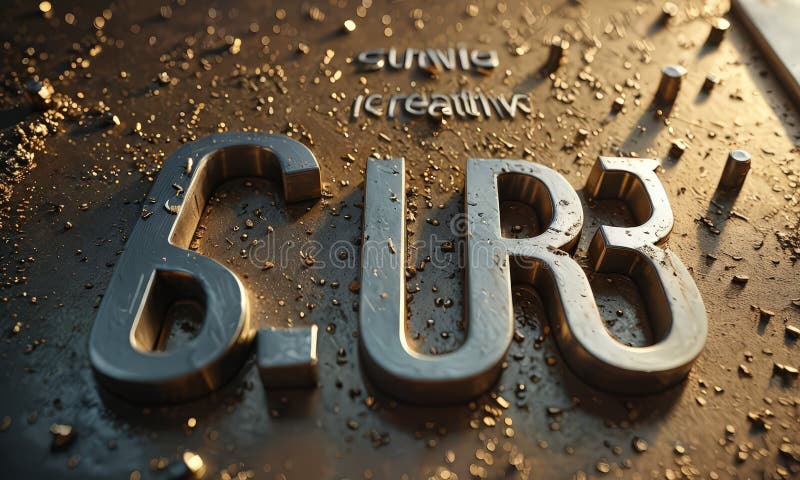 3D the Word "URB" in Large, Metallic Letters, with the Letters "6.U.R ...